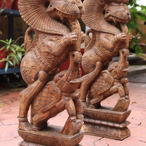 Yali Statue Pair Shelf Dragon Sculpture Guardians Lion Temple - Etsy
