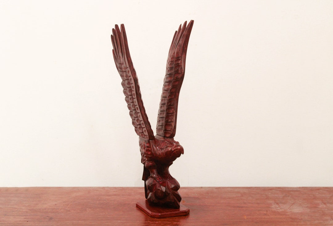 Eagle Statue Vintage Handicraft Wooden Bird Sculpture Rosewood Hand ...