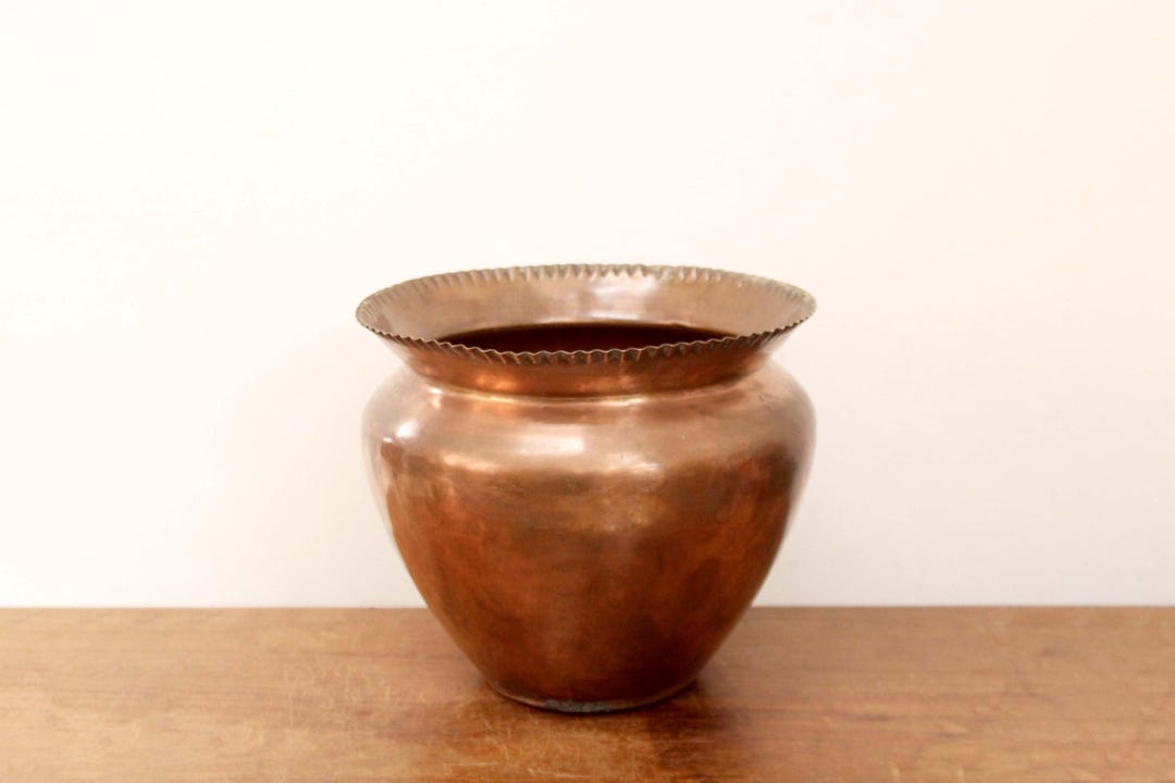 Copper Bowl Vintage Vessel Planter Pot Antique Home Decor Heritage ...