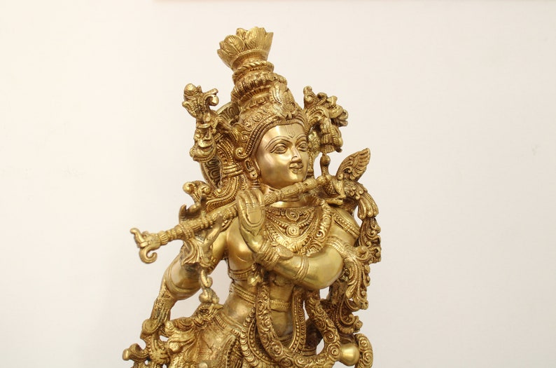 Krishna Vigrah Brass Krishna Statue Big Hindu God Idol Puja - Etsy