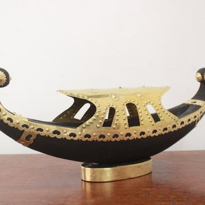 Vintage Wooden Canoe Boat: Kerala Indian Handicraft Decor Antique ...