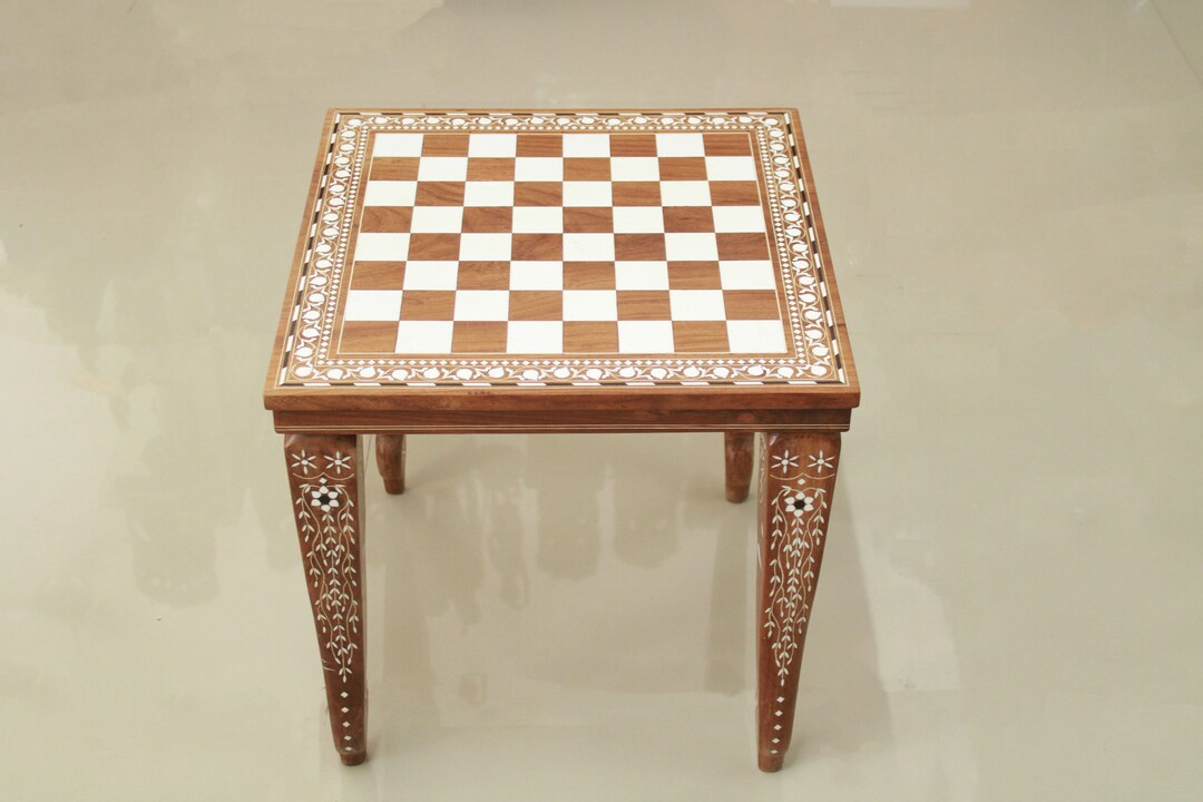 Chess Board Table Wooden Chess Stand Vintage Home Living Room Office ...