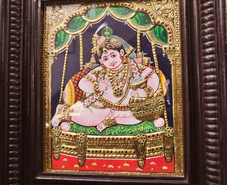 Krishna Tanjore Painting Thanjavur Baby Krishna Makhan Chor - Etsy