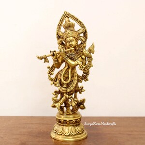 Krishna Statue Hindu God Brass Sculpture Gift Idol Pooja Murthy Puja ...