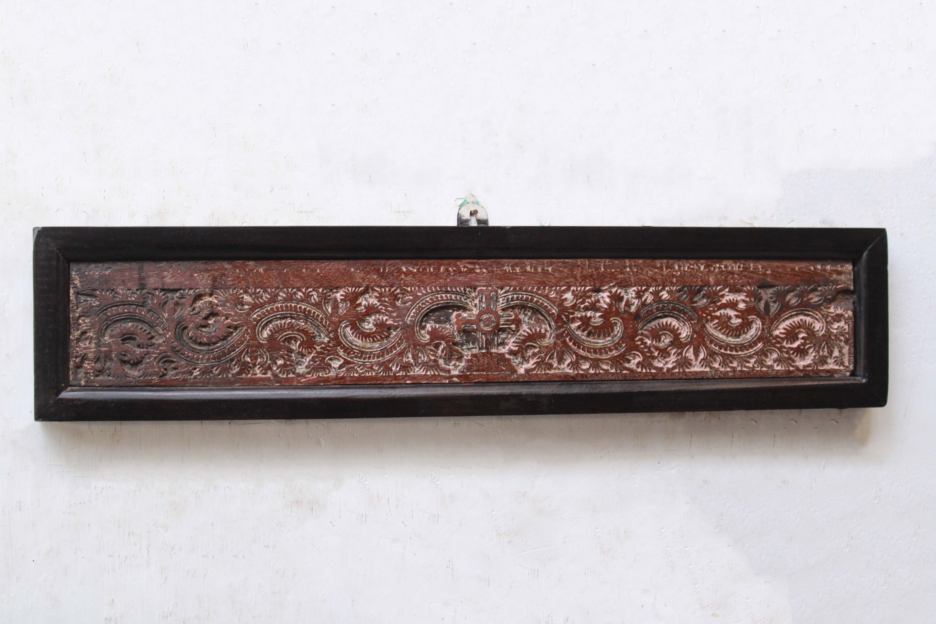 Antique Lintel Wooden Horizontal Wall Panel Cross Sculpture Vintage ...
