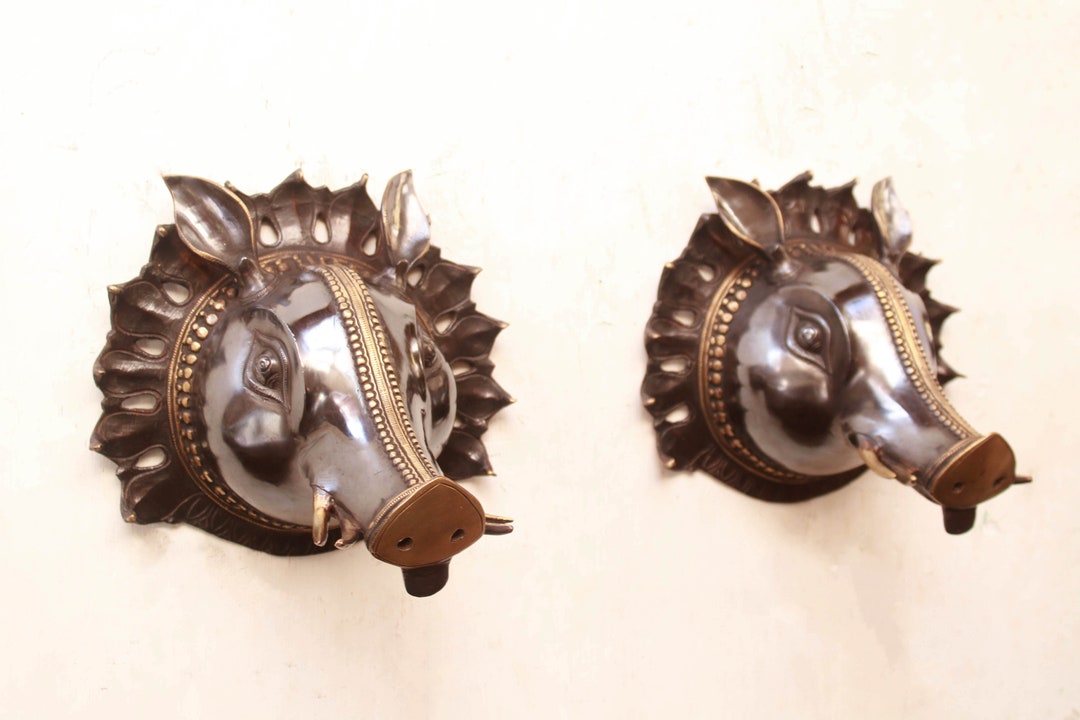 Varahi Statue Pair Hindu God Vishnu Varaha Boar Avatar Brass Sculpture ...