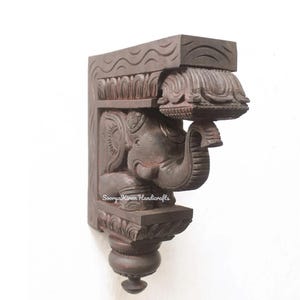 Hand Carved Elephant Corbel Wall Bracket - Antique Indian Architectural ...