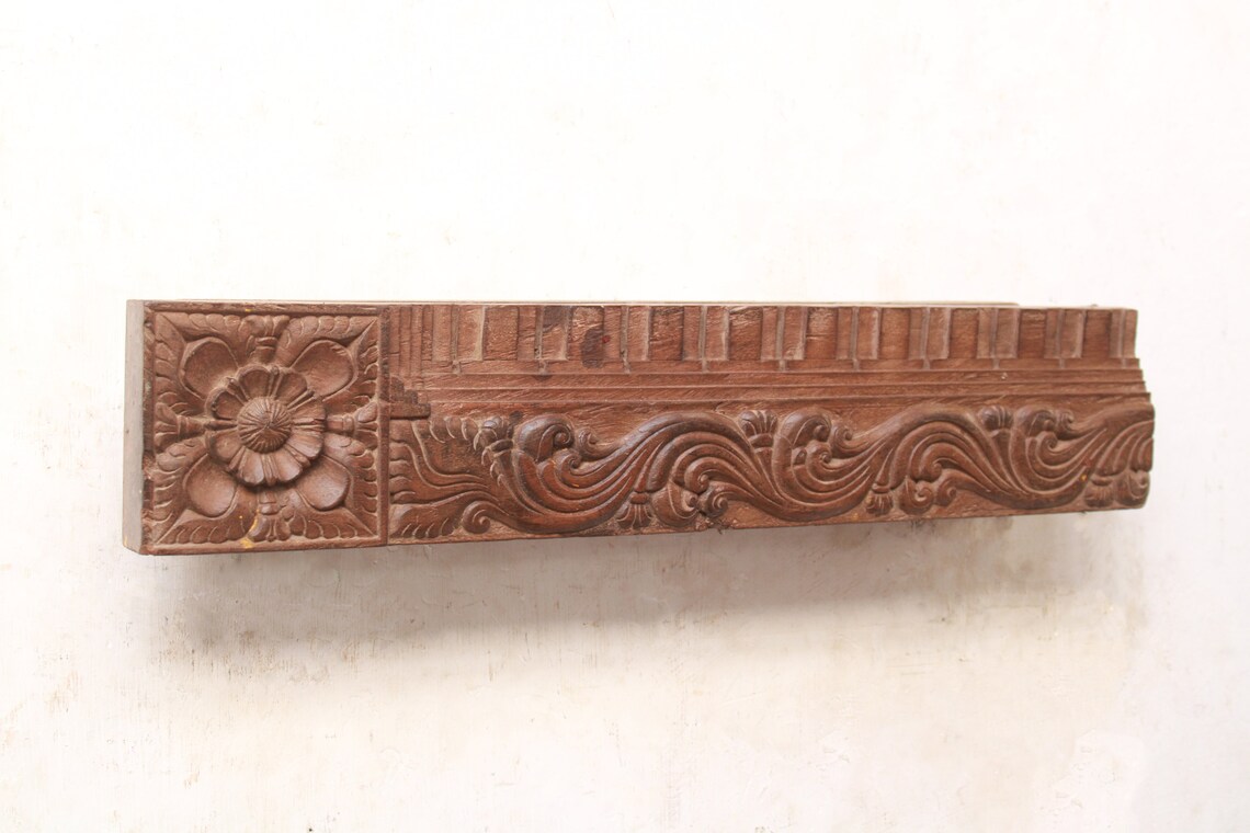 Antique Wall Panel Wooden Lintel Vintage Home / Garden Door/window Top ...