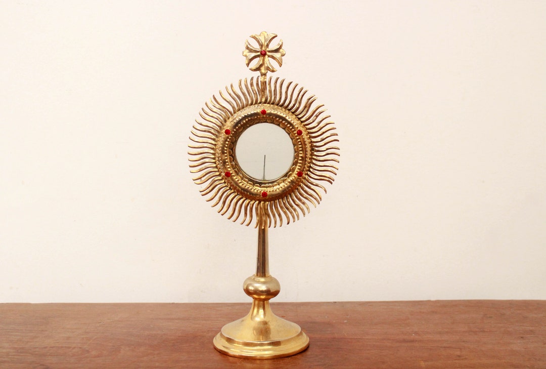 Vintage Monstrance With Luna Catholic Christian Home Decor Small ...