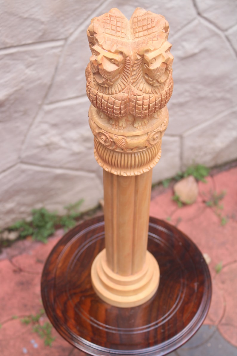 Ashoka Pillar Ashok Stambh Wooden Ashoka Stupa Indian Home / - Etsy
