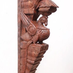 Wooden Corbel Wall Bracket Bird Statue Peacock Sculpture Planter Stand ...
