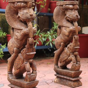 Yali Statue Pair Shelf Dragon Sculpture Guardians Lion Temple - Etsy