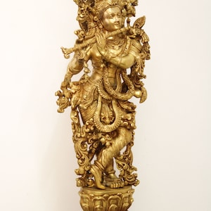 Krishna Vigrah Brass Krishna Statue Big Hindu God Idol Puja Pooja ...