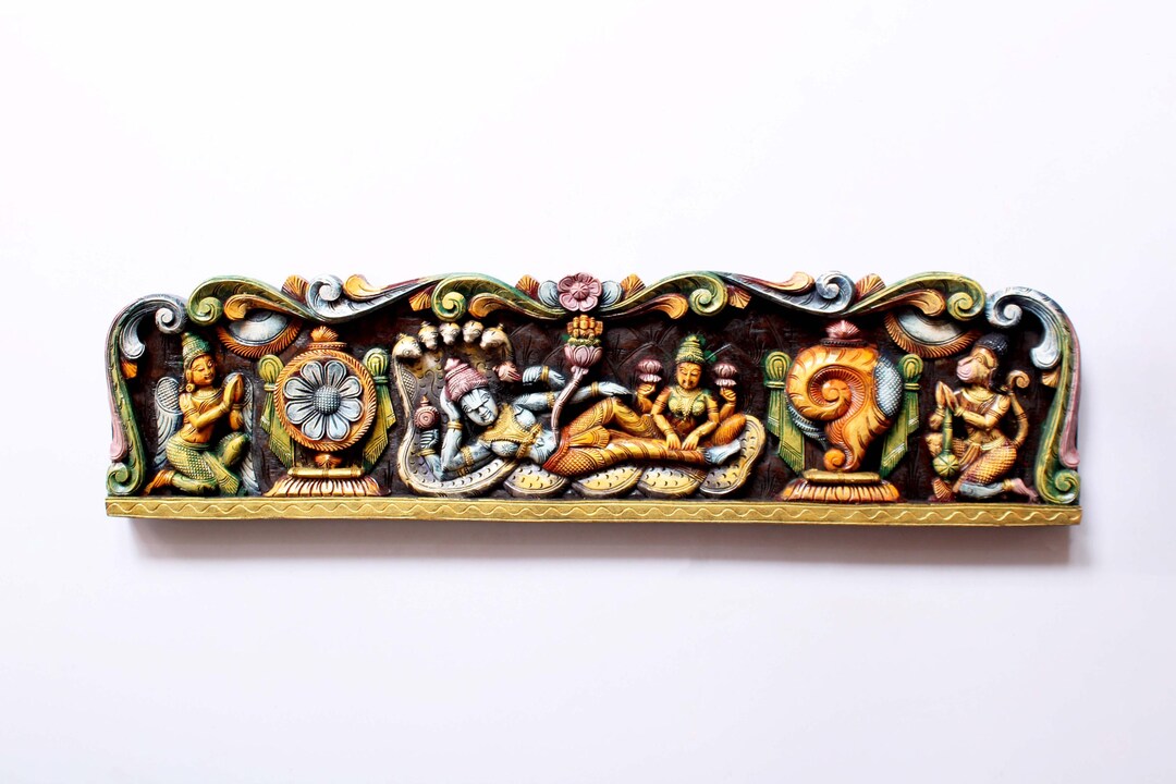 Mahavishnu Sleeping Vishnu Lakshmi Garuda Hanuman Wall Panel Sculpture ...