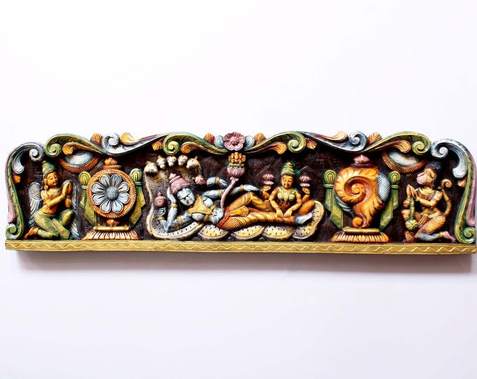 Mahavishnu Sleeping Vishnu Lakshmi Garuda Hanuman Wall Panel Sculpture ...
