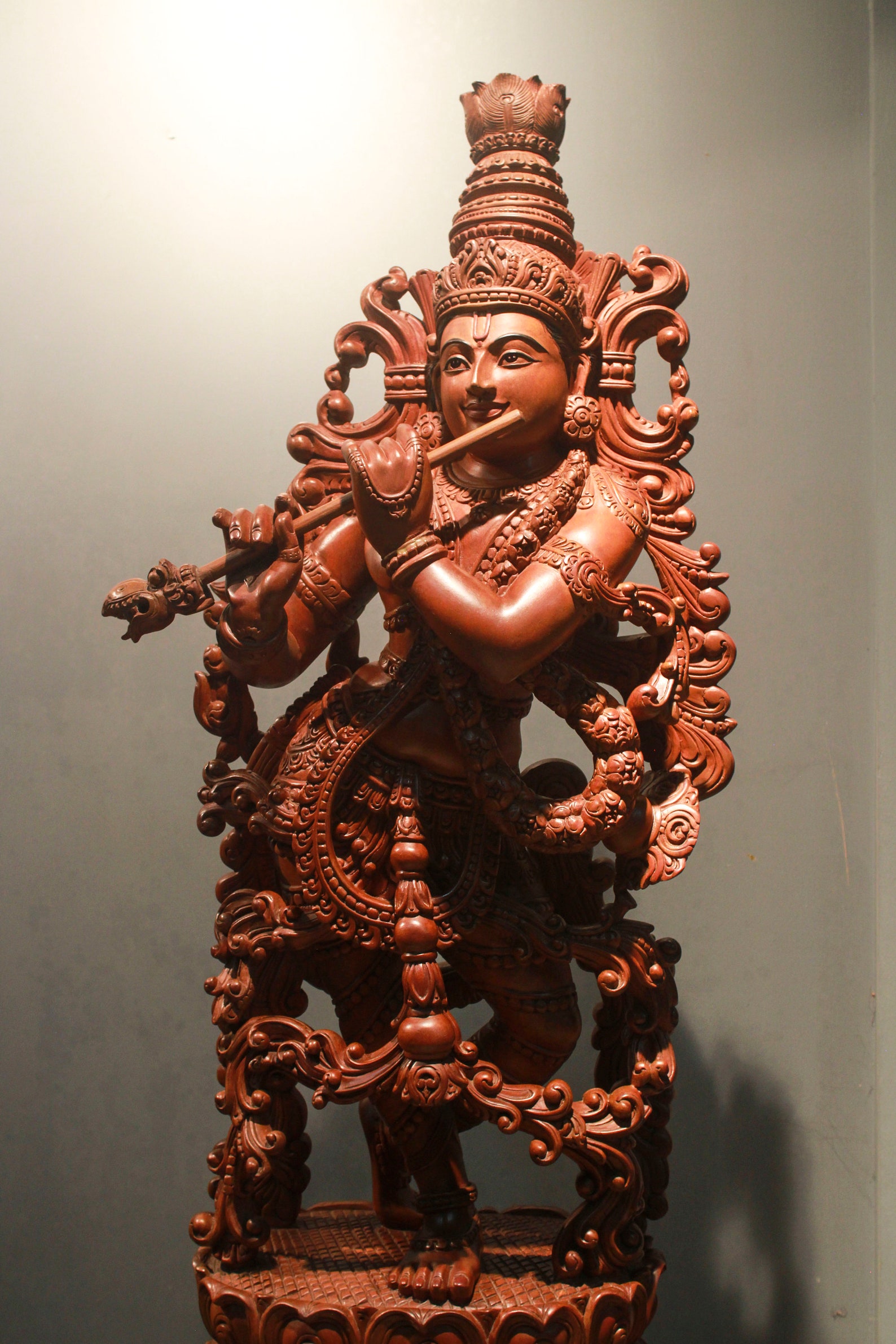 Krishna Statue Vigrah Big Wooden Sculpture Hindu God Home Decor Living ...