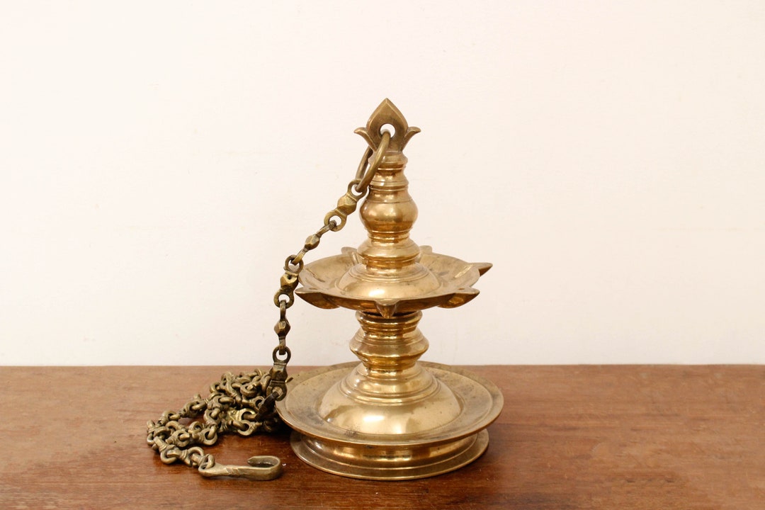 Antique Oil Lamp Hanging Lamp With Chain Vintage Temple Diya Samai ...