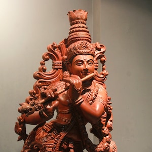 Krishna Statue Vigrah Big Wooden Sculpture Hindu God Home Decor Living ...