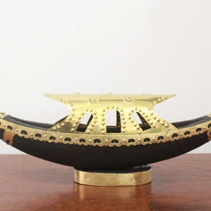 Vintage Wooden Canoe Boat: Kerala Indian Handicraft Decor Antique ...