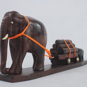 Elephant Carrying Puulling Lumber Logs Statue Small Rosewood Sculpture ...