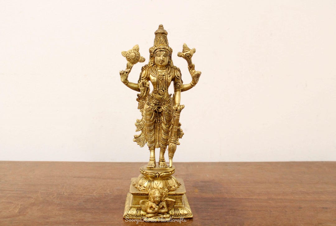 Vishnu Statue Hindu God Mahavishnu With Garuda Brass Sculpture Home ...