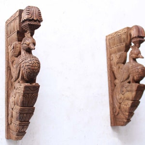 Bird Pair Statue Wooden Corbel Peacock Wall Bracket Set of 2 Vintage ...
