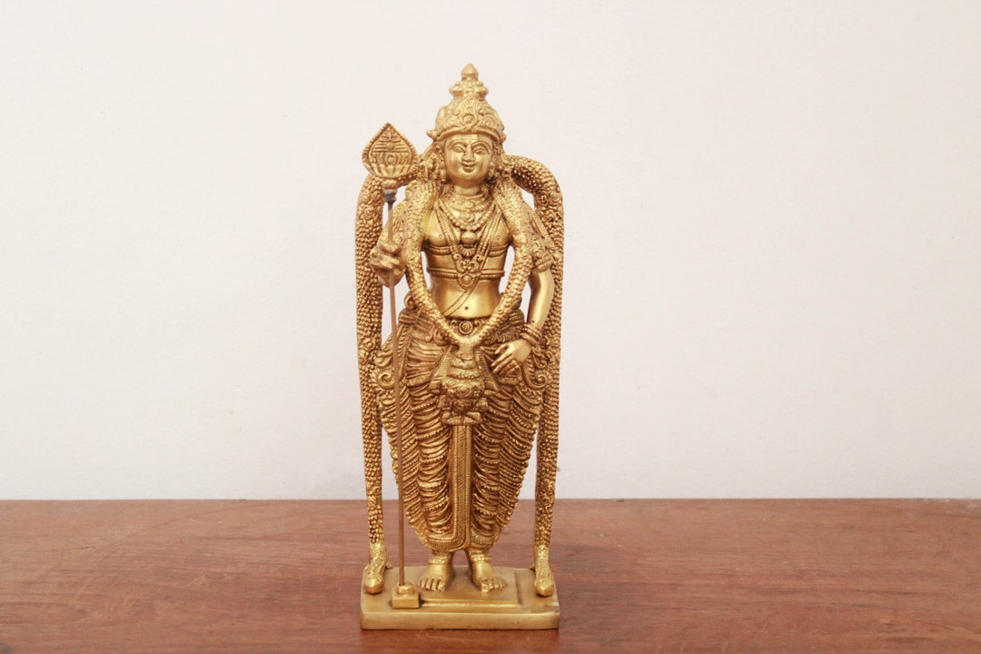 Muruga Statue Kartikeya Skanda Hindu God Brass Sculpture Vel Murugan ...