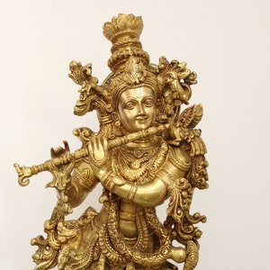 Krishna Vigrah Brass Krishna Statue Big Hindu God Idol Puja Pooja ...