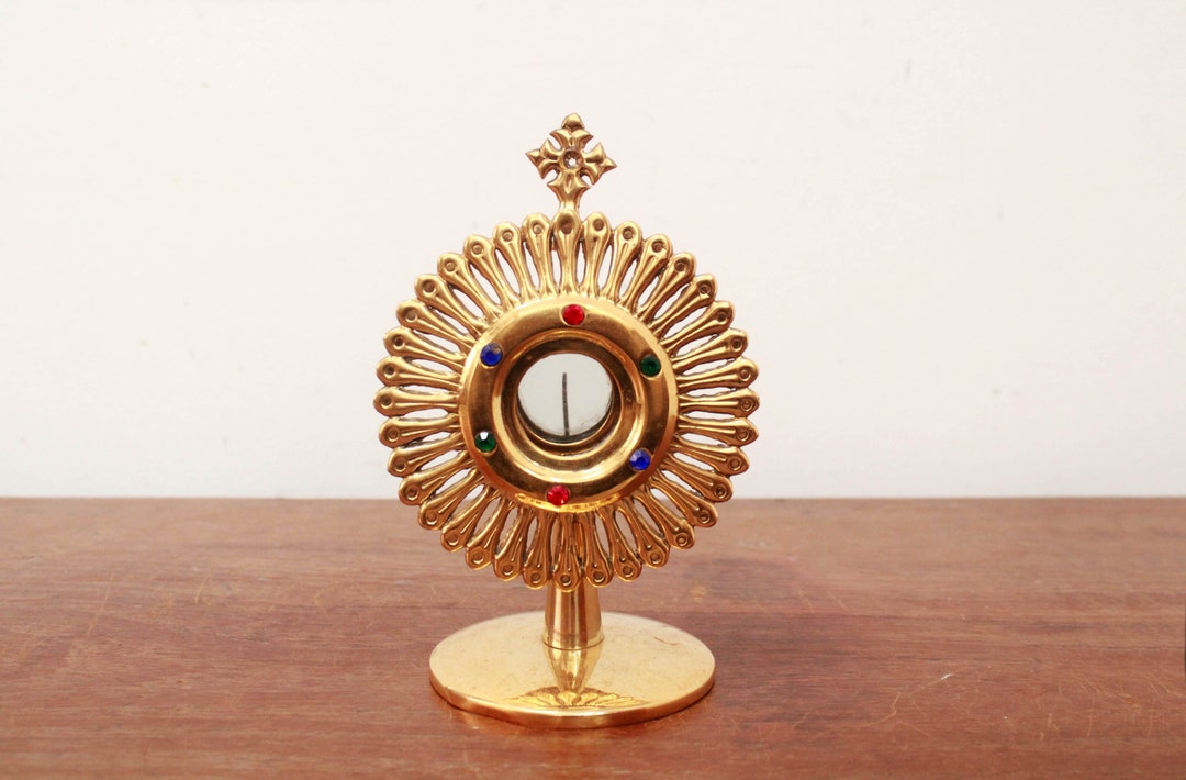 Vintage Monstrance With Luna Antique Ostensory Small Cross Crucifix ...