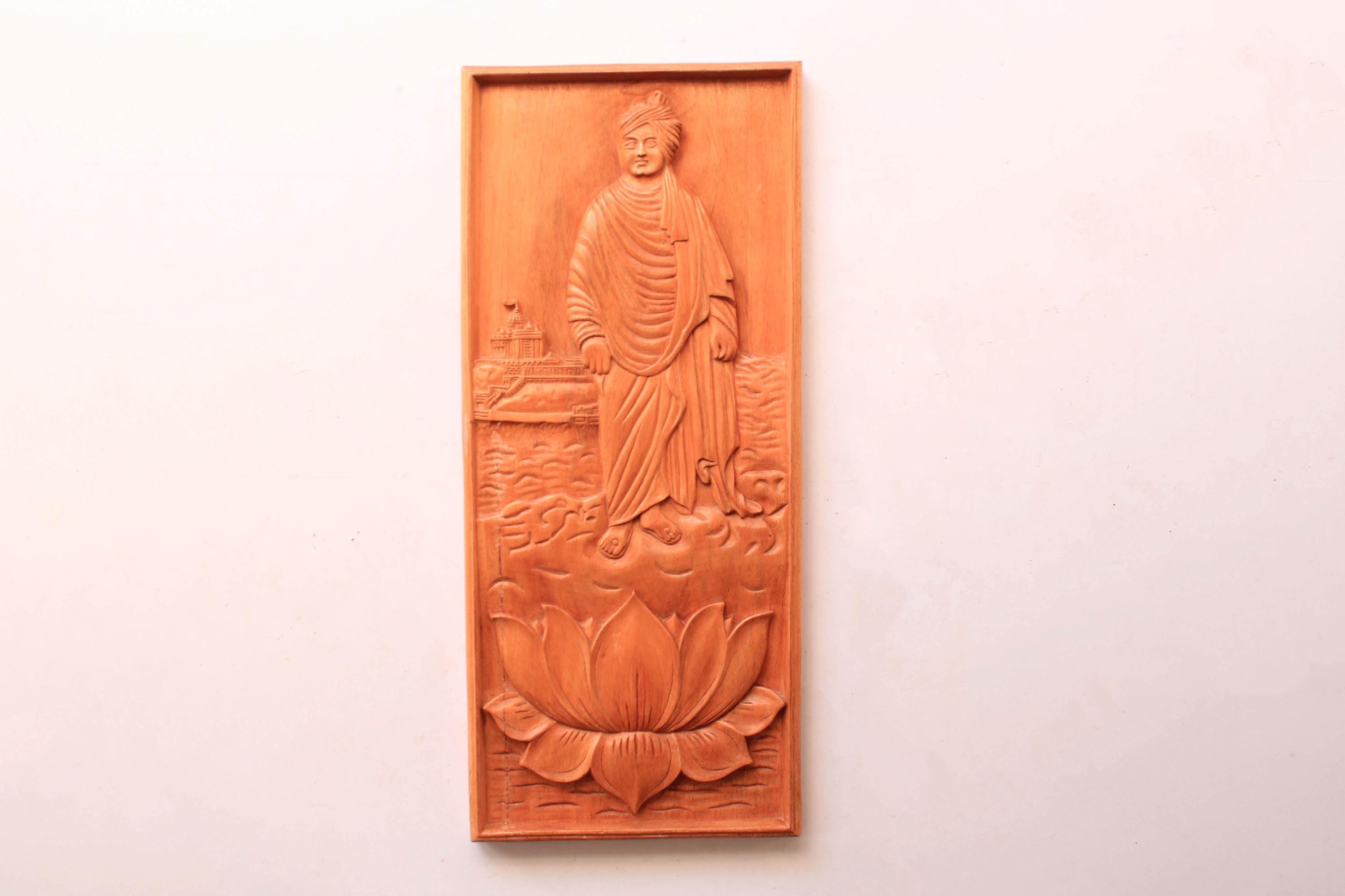 Swami Vivekananda Wall Panel Wooden Hand Carved Sculpture Indian Wall ...