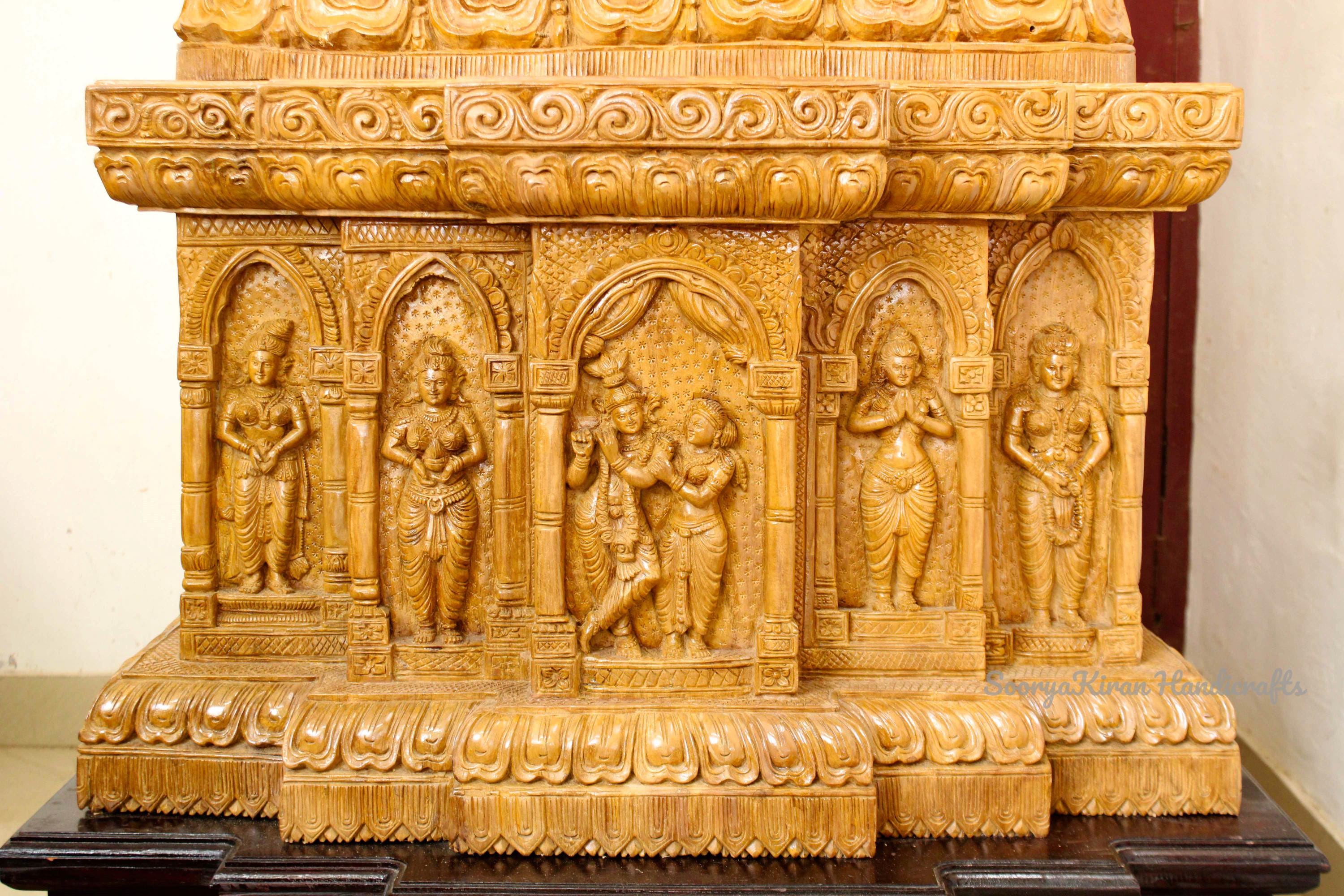 Krishna Statue Large Handmade Teakwood Sculpture Hindu Decor Big Deity ...
