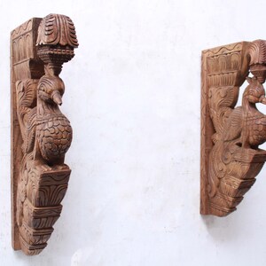 Bird Pair Statue Wooden Corbel Peacock Wall Bracket Set of 2 Vintage ...