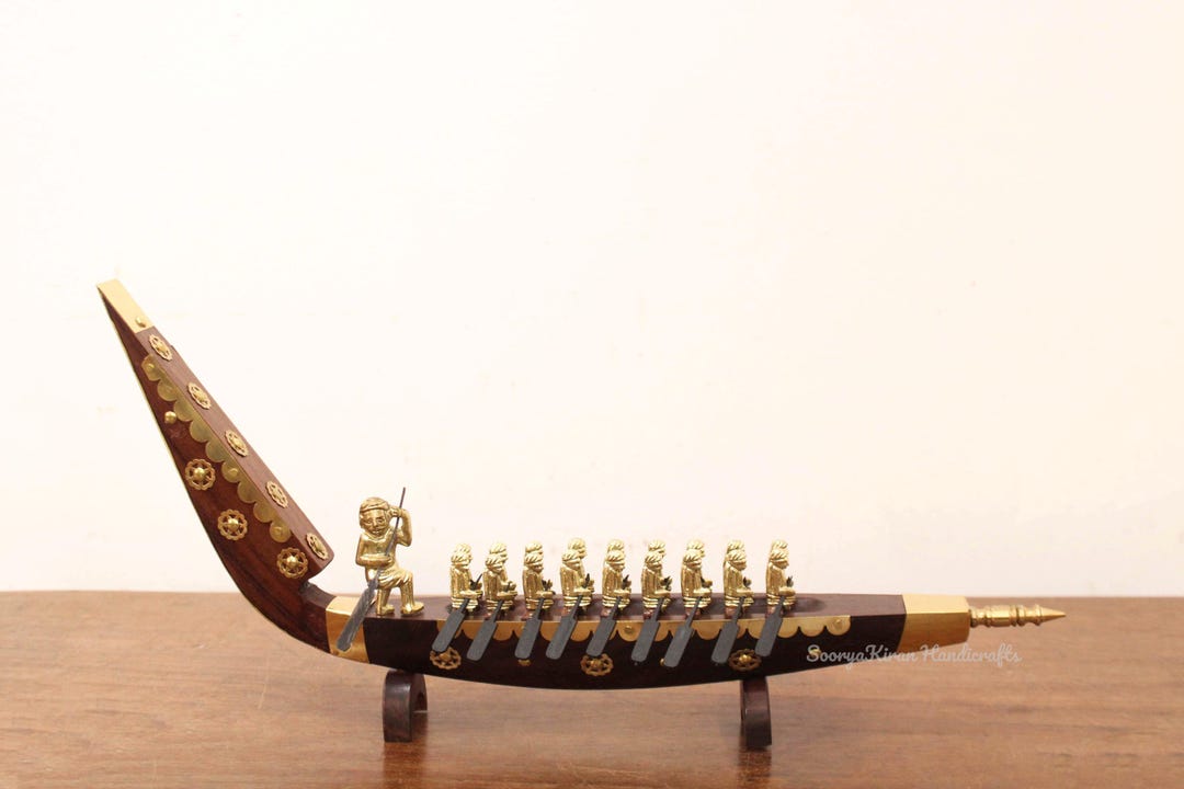 Chundan Vallam Indian Souvenir Handmade Memento Gift Kerala Home Decor Wooden Canoe Race Boat ...