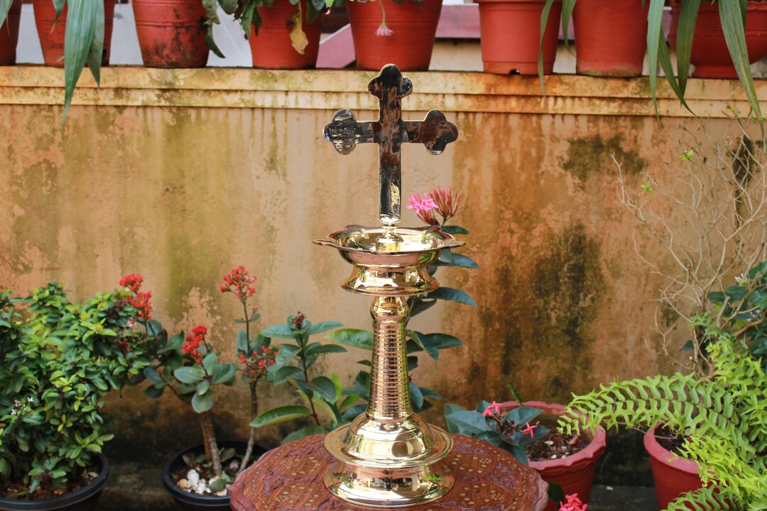 Sleeba Cross Lamp Brass Oil Lamp Christian Cross Altar Home - Etsy