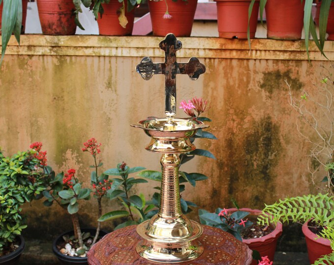 Sleeba Cross Lamp Brass Oil Lamp Christian Cross Altar Home Decor ...