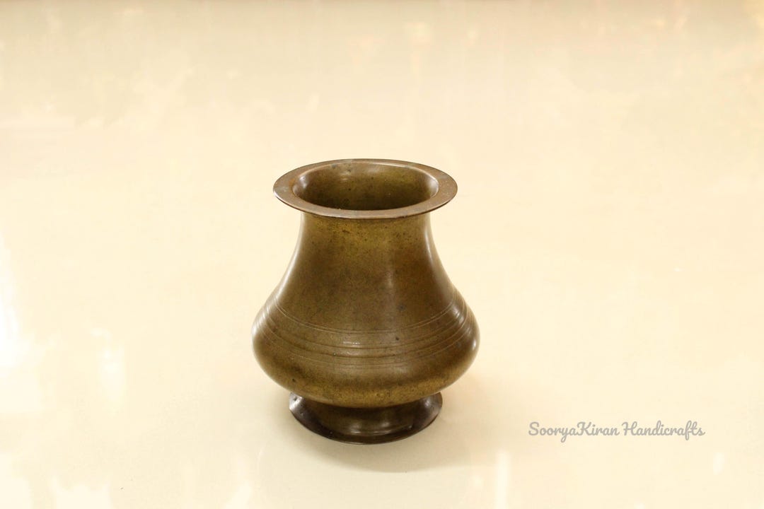Antique Bronze Bowl Lota Kooja Jar Vintage Flower Vase Plant Pot Water ...