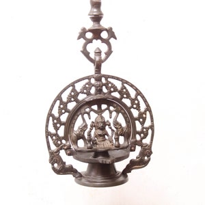 Antique Hanging Lamp Gajalakshmi Hindu Goddess Temple Oil Lamp Mandir ...