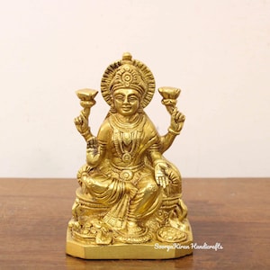 Lakshmi Statue Hindu Goddess Mahalakshmi Sculpture Brass Amulet Gift ...