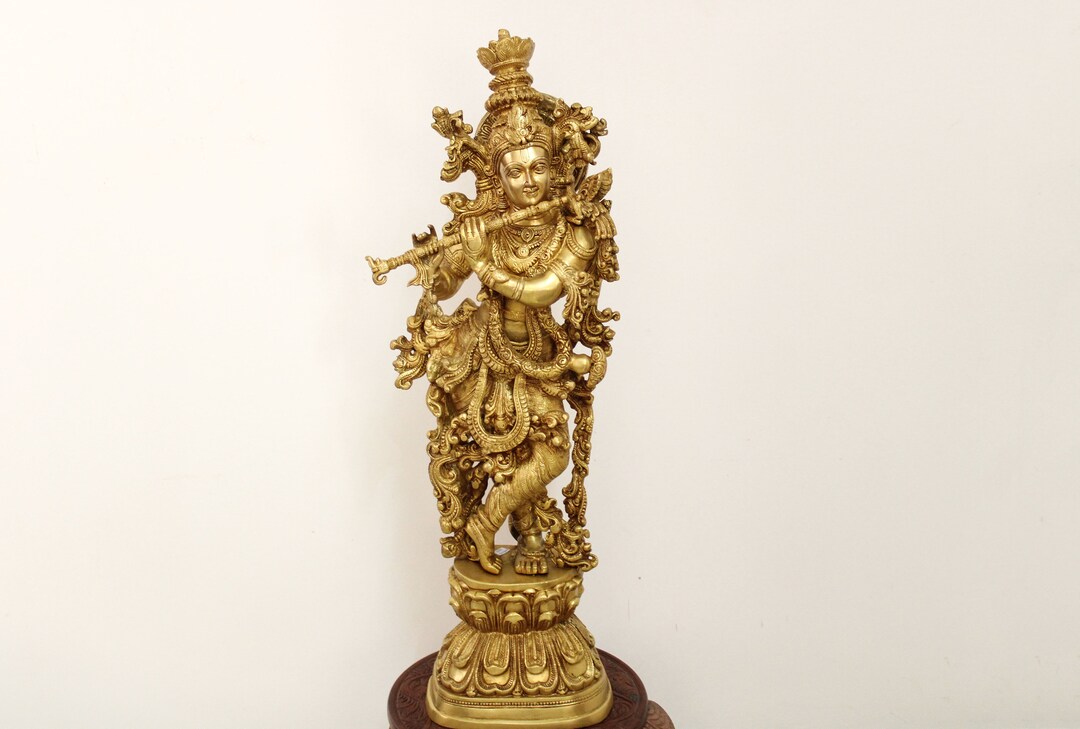Krishna Vigrah Brass Krishna Statue Big Hindu God Idol Puja Pooja ...