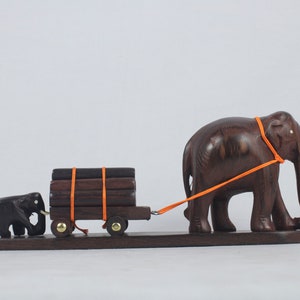 Elephant Carrying Puulling Lumber Logs Statue Small Rosewood Sculpture ...