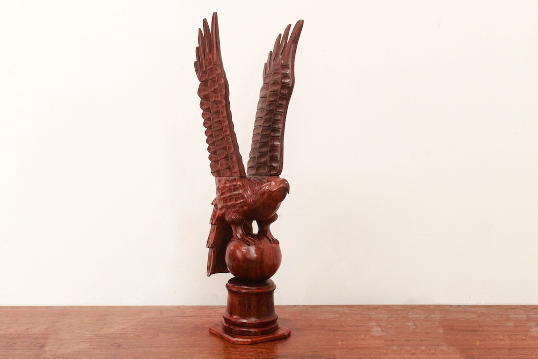 Eagle Statue Wooden Flying Bird Sculpture Vintage Handicraft Antique ...