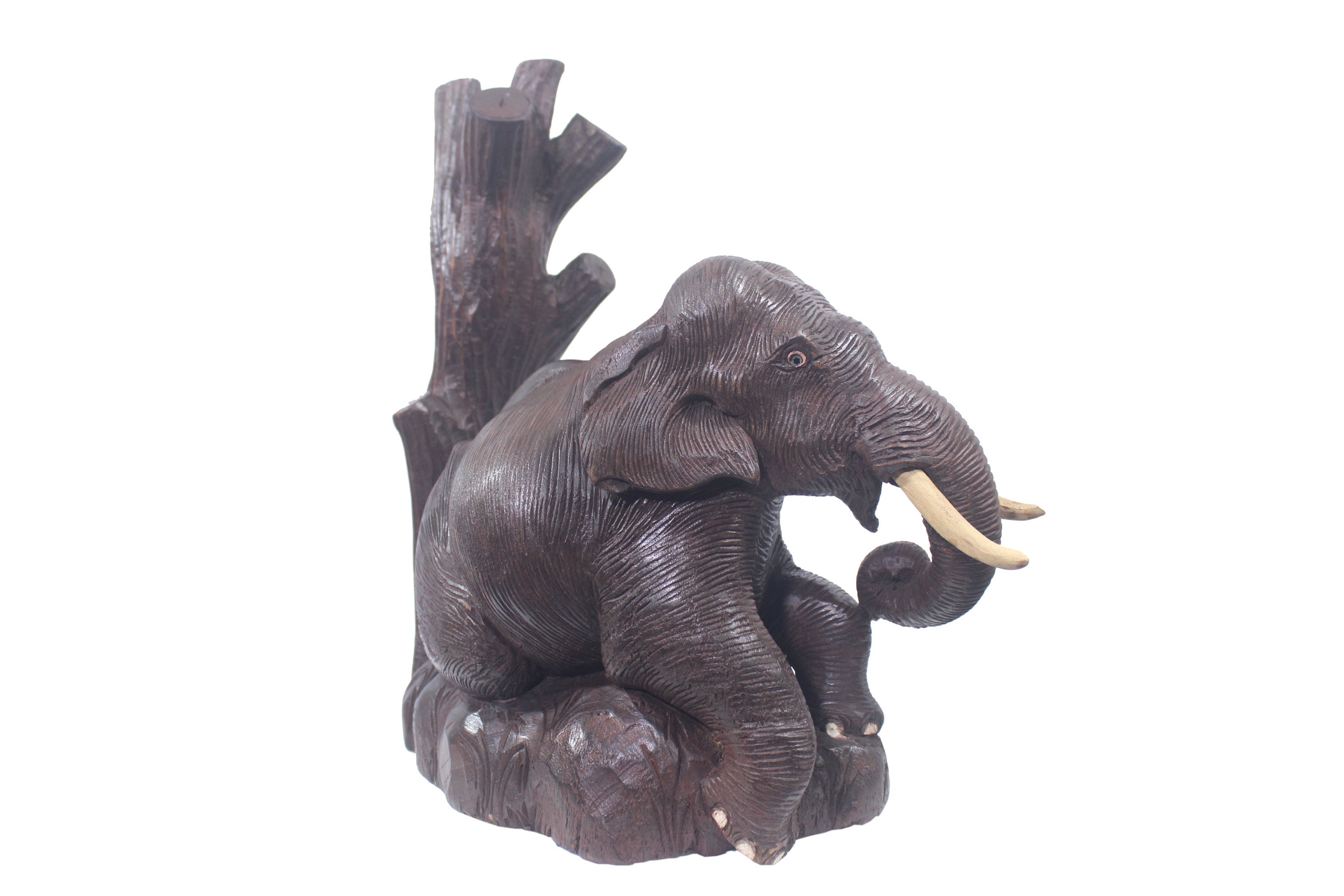 Wooden Elephant Staue Deforestation Sculpture Vintage Look - Etsy