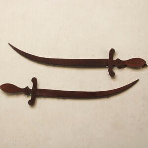 Wooden Dhal Talwar Set War Sheild With Swords Vintage Wall Hanging ...