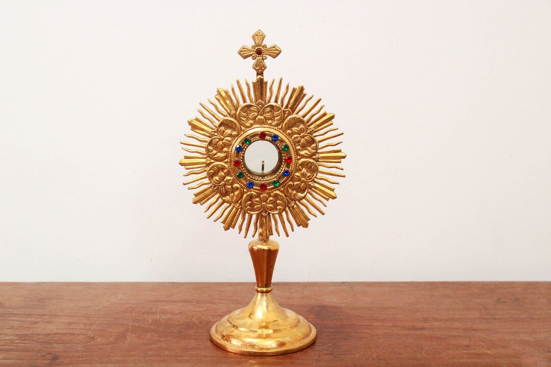 Vintage Monstrance With Luna Antique Christian Home Alatar Chruch ...