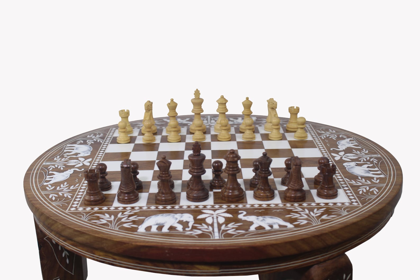 Chess Board Table Wooden Chess Piece Round Chess Table Vintage - Etsy