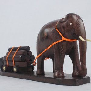 Elephant Carrying Puulling Lumber Logs Statue Small Rosewood Sculpture ...