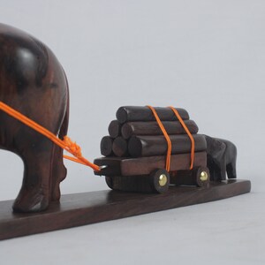 Elephant Carrying Puulling Lumber Logs Statue Small Rosewood Sculpture ...