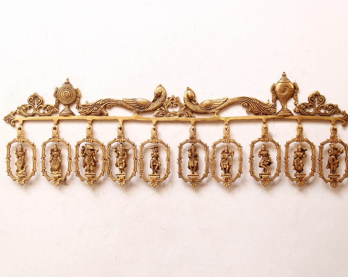 Dashavatara Statue Wall Hanging Brass Sculpture Lintel Hindu God Vishnu ...