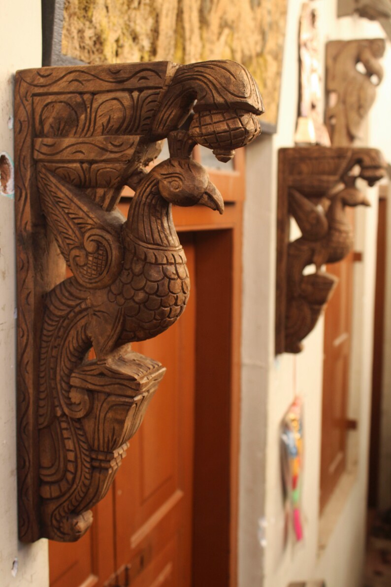Bird Bracket Wall Corbel Pair Peacock Statue South Indian - Etsy