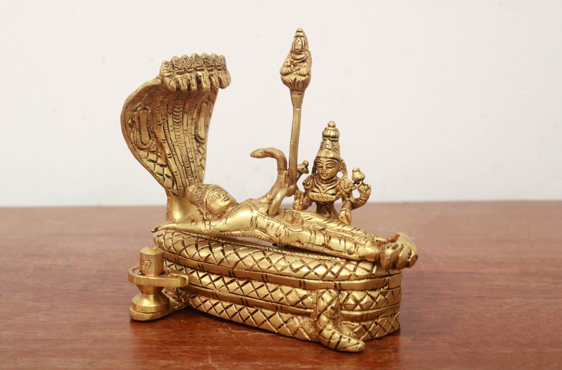 Anantashayana Vishnu Statue Lakshmi Brass Sculpture Sleeping Resting ...